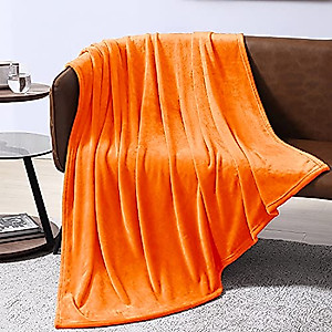 EXQ Home Fleece Blanket Orange Throw Blanket for Couch or Bed - Microfiber Fuzzy Flannel Blanket for Adults or Kids