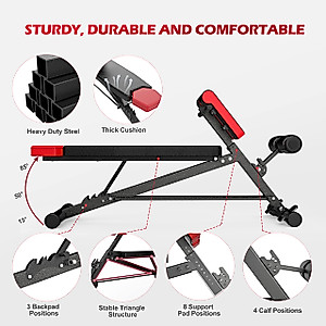 FINER FORM Multi-Functional Adjustable Weight Bench for Total Body Workout – Hyper Back Extension, Roman Chair, Ab Sit up Bench, Decline Bench, Flat Bench. Great Equipment