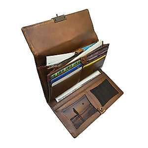 ORIREAL Womens Wallet Genuine Leather Dip Dye Card Organizer Ladies Purse Large Capacity Clutch (Coffee)