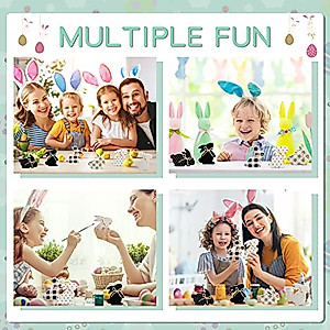 6 Pcs Easter Bunny Table Wooden Signs Bunny Shaped Farmhouse Decor Bunny Wooden Table Decorations Rabbit Tiered Tray Decor Wood Cutouts with Rope for Crafts Party Table Decorations, Black, Gray, White