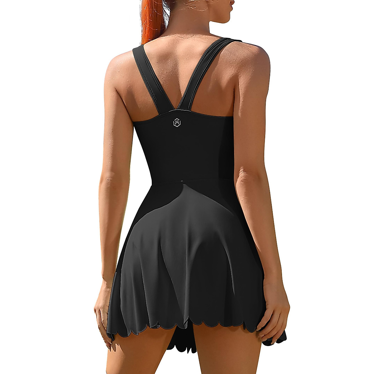 ATTRACO Women's Workout Dress with Shorts Pockets Golf Skirt Sport Exercise Outfits Black M