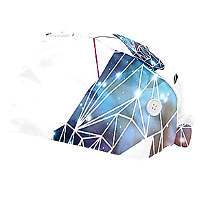 Pshhdgyhs 2 Pack Working Caps with Button & Sweatband, Adjustable Working Hats for Women Men, animal unicorn on open space, Multicolor, Hat diameter is 18cm/7in