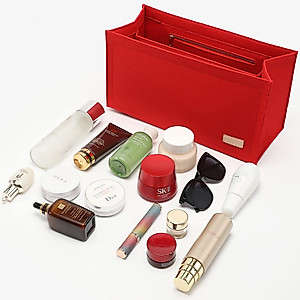 KESOIL Bag Organizer Insert,Tote Bag Insert For On The Go,Book tote,MJ Tote and More,Bag Insert Organizer,Handbag Storage,Tote Bag Felt Insert with Zipper Bag(Red, XL)
