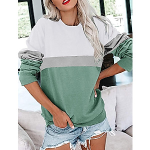PGANDS Women's Casual Crew Neck Color Block Sweatshirts Long Sleeve Cute Comfy Lightweight Pullover Tops