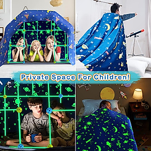 160PCS Kids Fort Building Kit Glow in the Dark Build a Fort with Blanket STEM Educational Toys for 4 5 6 7 8 9 10 11 12 Years Boys Girls Ultimate Construction Gift DIY Forts Builder Set Indoor Outdoor