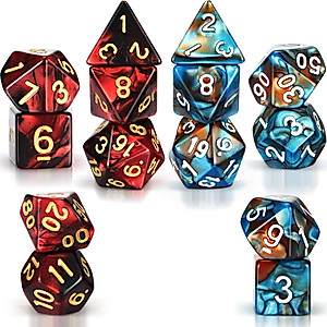 14 Pieces 7-die Dice Set Polyhedral Dice Compatible with Dungeons and Dragons with Black Pouch