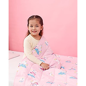 Insugar Weighted Blanket, 36”x 48”,5lbs, Cooling Heavy Throw Blanket,Soft and Cozy Weighted Blanket for Bedding, Pink Unicorn