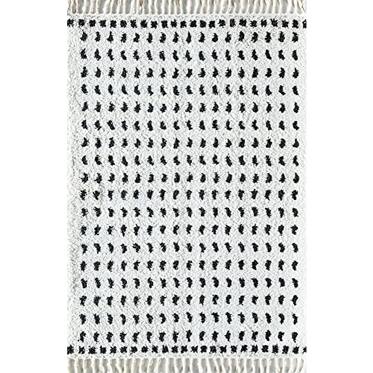 CosmoLiving by Cosmopolitan BT15B Calm Creation Dots Modern White Non-Shedding Living Room Bedroom Dining Home Office Area Rug, 8'3"X10'0"