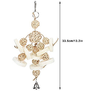Rosvola Parrots Loofah Toy, Bird Rattan Ball String Firm for Play Toy for Large/Medium Size Parrots for Parrots Bite