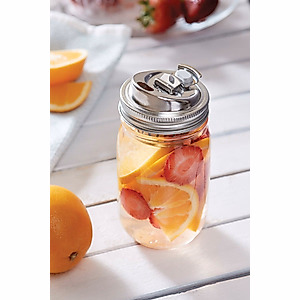 Jarware Stainless Steel 2-in-1 Drink and Fruit Infusion Lid, Regular-Mouth, Silver