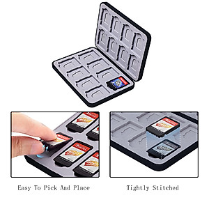 Wesoke Game Card Case for Nintendo Switch/OLED/Lite or Micro SD Memory Cards, Portable Black Game Card Storage Holder Box Cartridge Case with 16 Game Card Slots & Magnetic Closure & Hard Shell