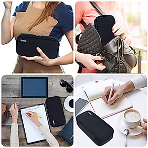 Chelory Big Capacity Pencil Case Large Pencil Bag Pouch Portable Pen Pencil Marker Cases Holder Multi Functional Office Stationery Storage Organizer Supplies Makeup Bag Men Women, Black