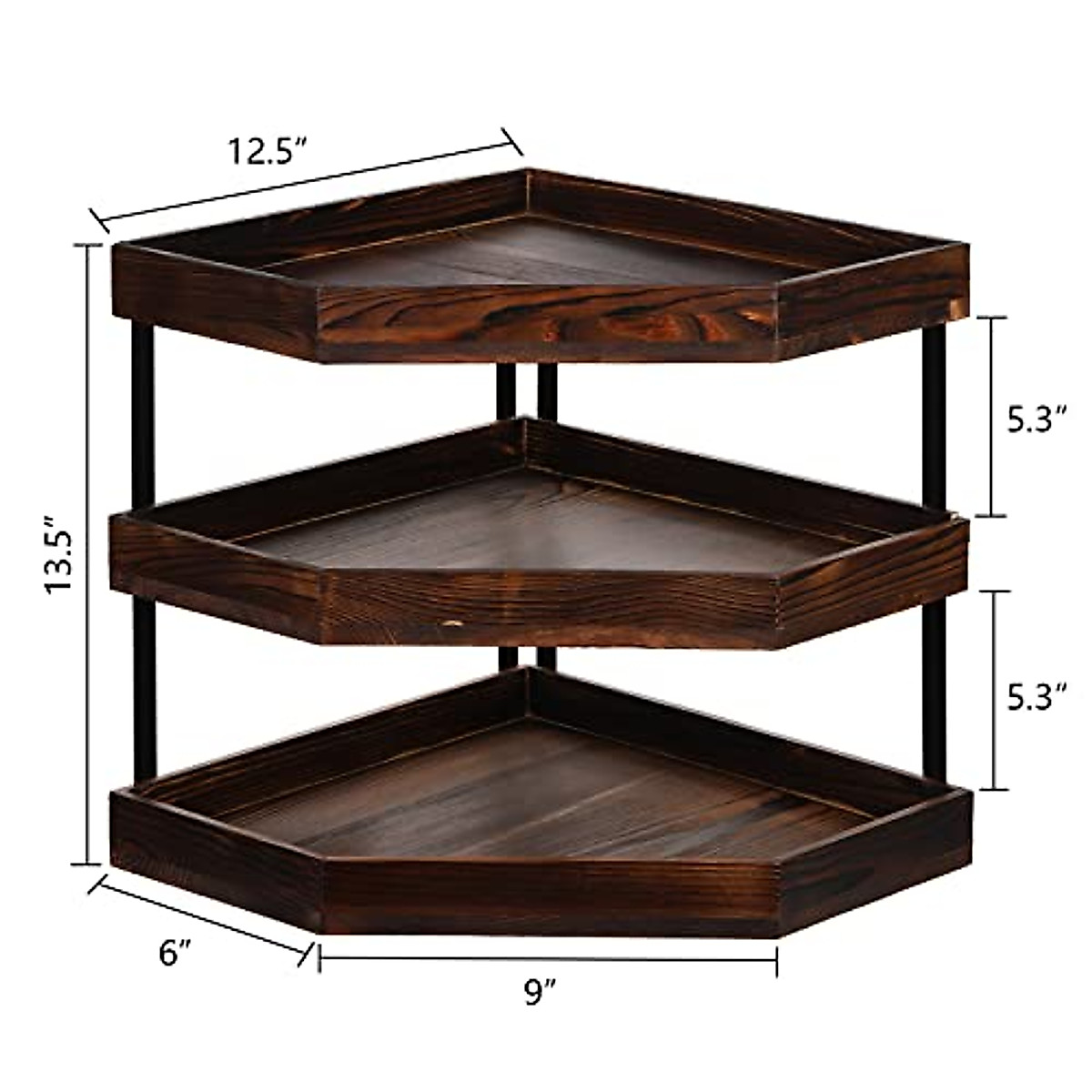 Elsjoy Countertop Wood Corner Shelf, 3-Tier Cabinet Wooden Corner Shelf Kitchen Counter Organizer Shelf, Cabinet Corner Rack for Pantry, Kitchen Storage
