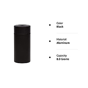 Stash Jar – Airtight Smell Proof Jar Aluminum Storage Container. Waterproof Weed Accessories Durable Multi-Use Portable Weed Jar. Herb Tobacco Spices Container Screw-Top Lid Lock Odor – Black (1)