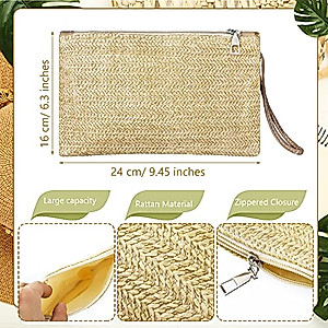 Saintrygo 2 Pcs Straw Clutch Purse Summer Beach Bags Women's Woven Clutch Handbags Boho Wallet Clutch Zipper Straw Wristlet Purse Bohemian Envelope Clutch Bag