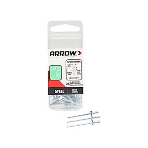 Arrow RSS1/8 Short Steel 1/8-Inch Pop Rivets for Metal, Fabric, Leather, and Auto Repair, 25-Pack