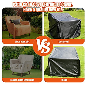 Likorlove Patio Chair Covers for Outdoor Furniture Waterproof, 40" W×40" D×36" H Windproof Lawn Chair Covers 600D Heavy Duty Oxford Cloth, Large Covers for Lounge Lawn Deep Seat, Black (2 Pack)