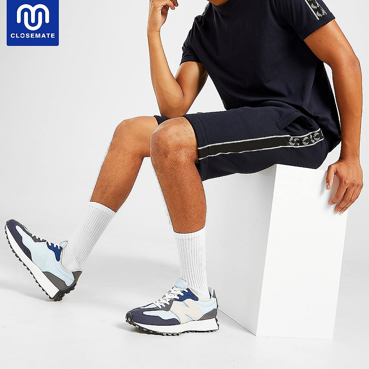 Closemate 6 Pairs Mens Cushion Crew Socks Moisture Wicking Athletic Cotton Socks for Sport Training Work(6White, Size L)