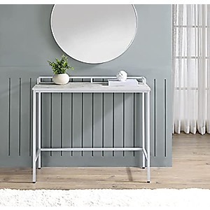 OSP Home Furnishings Brighton Console Table, Mosaic Top and White Metal Frame