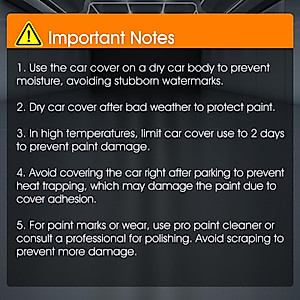 Waterproof Car Cover with Door Zipper for Toyota Corolla 2000-2023 and Honda Civic 1991-2023, All Weather Outdoor Full Exterior Covers for Rain, Sun, Wind Protection, Universal Fit Sedan 178-185 inch