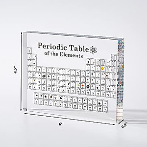 Periodic Table Real Elements Inside,Clear Acrylic Periodic Table with Elements Samples,3D Periodic Table Display with Elements,Gift for Teacher, Student, Kids(M)