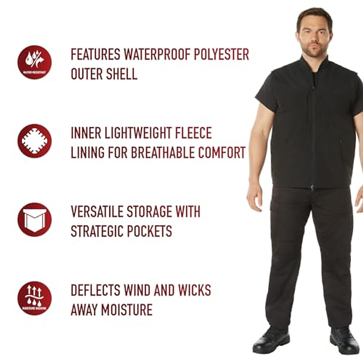 Rothco Men's Professional CCW Concealed Carry Soft Shell Vest, Black - 2XL