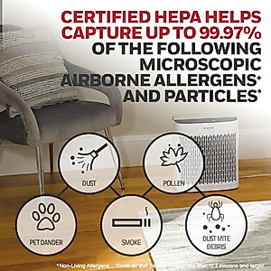 Honeywell InSight HEPA Air Purifier with Air Quality Indicator for Medium-Large Rooms (190 sq ft), White - Wildfire/Smoke, Pollen, Pet Dander, and Dust Air Purifier