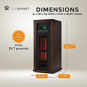 LIFESMART GLOBAL Tower Heater, Portable Indoor 23" Infrared Quartz Space Heater, 1500W