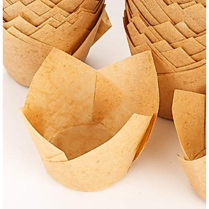 GOLDEN APPLE, 200 Pcs Tulip Cupcake Liner Baking Cup Muffin Tins Cups for Weddings, Birthdays, Baby Showers (Small, Natural)