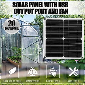 Solar Panel Powered Fan 12W 16V Solar Exhaust Fan Waterproof Greenhouse Fan USB Solar Portable Gable Fan Mini Household Solar Fan Ventilation for Chicken Dog Pets Houses Camping Outdoor (2 Sets)