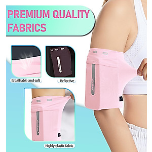 HiRui Running Armband Sleeve Universal Sports Armband Cell Phone Holder Armband for Exercise Workout, Compatible with iPhone 15/14/13/Plus/Pro Samsung Galaxy All Phones (L, Pink)