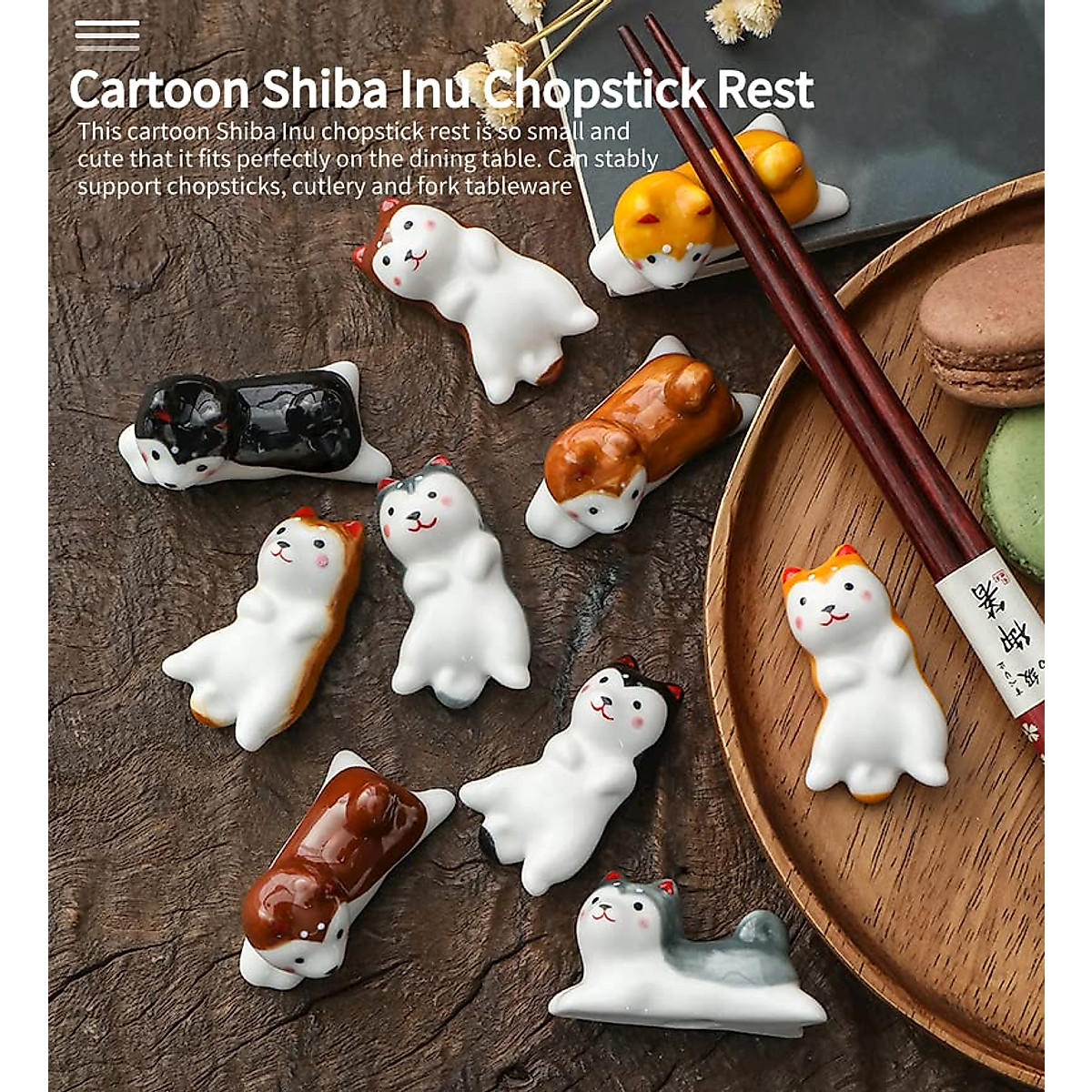 STJDM APULM Shiba dog chopstick holder Creative ceramic ornament chopstick holder chopstick holder cute fashion desktop decoration chopstick holder kitchen supplies restaurant bistro 5 pieces (A-5)