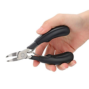 Nail Cuticle Pliers Stainless Steel Cuticle Scissors Non Slip Pedicure Cutter Tool for Home Use for Nail Care for Men and Women for Different Nail(Black)