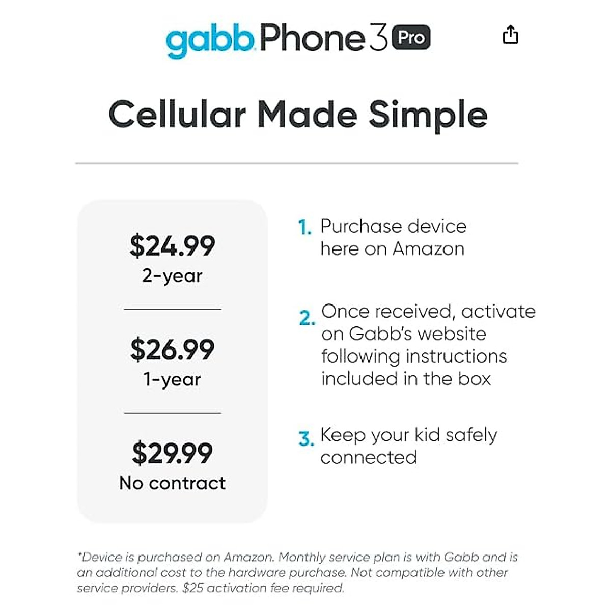 Gabb Phone 3 Pro - 32 GB Smart Phone for Kids & Teens, Safe Apps, GPS Tracking Black, Made by Samsung, GPS Tracker, First Phone, 30 Activation Fee