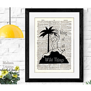Wild Things - Decor - 4 piece set - Dictionary Art Print Quotes and Sayings Print - UNFRAMED 8 X 10 inches