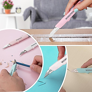 WORKPRO Premium Utility Knife Retractable Snap-off blade, Gift for Men/Women Heavy Duty Box Cutter Set, Razor Knife Exacto Craft Knives, with 10 Extra 9mm Blades, Pack of 3