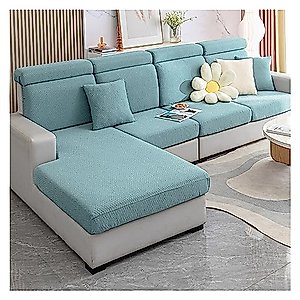 GRFIT Cool Summer Stretch Sofa Covers，Couch Cushion Slipcovers for Sofa Bedroom，for L U -Shaped Sofa Chaise Longue (Color : Light Blue, Size : Backrest)