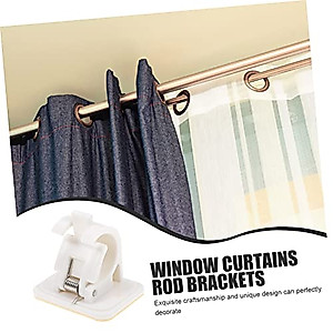 DOITOOL 40 Pcs Curtain Rod Hanger No Drill Curtain Rod Brackets Curtain Hooks for Wall Curtain Rods No Drilling Adjustable Drop Hitch No Nail Curtain Rod Shower Curtain Rod Holders White