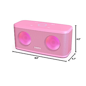 DOSS SoundBox Plus Portable Wireless Bluetooth Speaker with HD Sound and Deep Bass, Wireless Stereo Pairing, Built-in Mic, 20H Playtime, Portable Wireless Speaker for Home, Outdoor, Travel-Pink