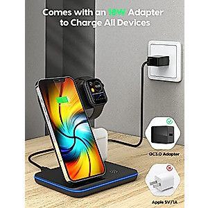 Wireless Charging Station, 2023 Upgraded 3 in 1 Wireless Charger Stand with Breathing Indicator Compatible with iPhone 14/13/12/11 Pro/XS, AirPods 3/2/1/pro 2, iWatch Series 8/7/6/5/4/3,Samsung Phones