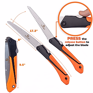 Folding Saw, 8 Inch Rugged Blade Hand Saw, Best for Camping, Gardening, Hunting | Cutting Wood, PVC, Bone, Pruning Saw with Ergonomic Non-Slip Handle Design