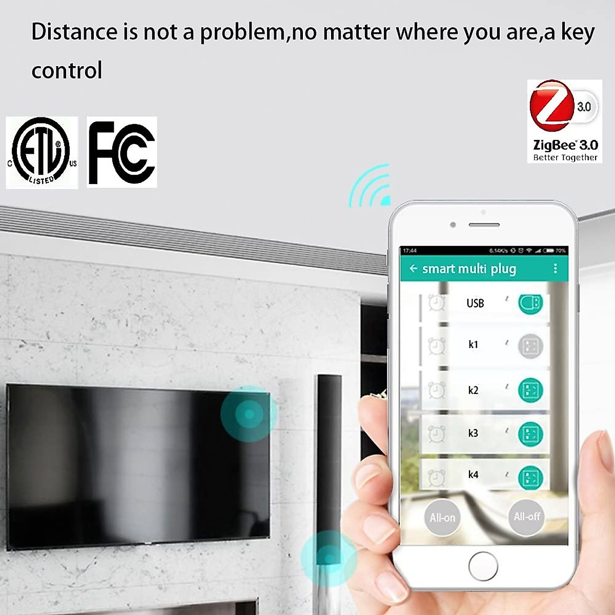 Zauzau Zigbee Smart Power bar(Tuya ZigBee Hub Required) Surge Protector USB Power 5Ft Extension Cord with 4 USB Ports & 4 AC Outlets,Compatible with Alexa,Google Assistant,Voice Control