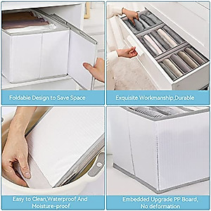 2 Pack Wardrobe Clothes Organizer, 5-7 Grids Clothes Organizer with Support Plate, Foldable Washable Clothes Drawer Organizer and Clothes Organizer for Sweaters, Shirts, Skirts, Shorts (6 Grids)