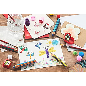 STABILO Multi-Talented Pencil Woody 3 in 1 Duo - Pack of 5 - Assorted Colours with Sharpener, Multicolor