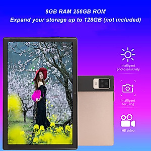 Pomya Tablet PC Android12 10 Inch, 8GB RAM 256GB ROM 128G Expand, 4G LTE Cellular Tablet with 8 Core CPU 5G WiFi, 7000mAh Fast Charging, Dual Speaker Dual Camera SIM Card Slots