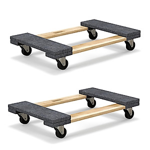 Goplus Furniture Moving Dolly, Heavy Duty Wood Rolling Mover with Wheels for Piano Couch Fridge Heavy Items, Securely Holds 1000 LBS (2 Packs with Handle)
