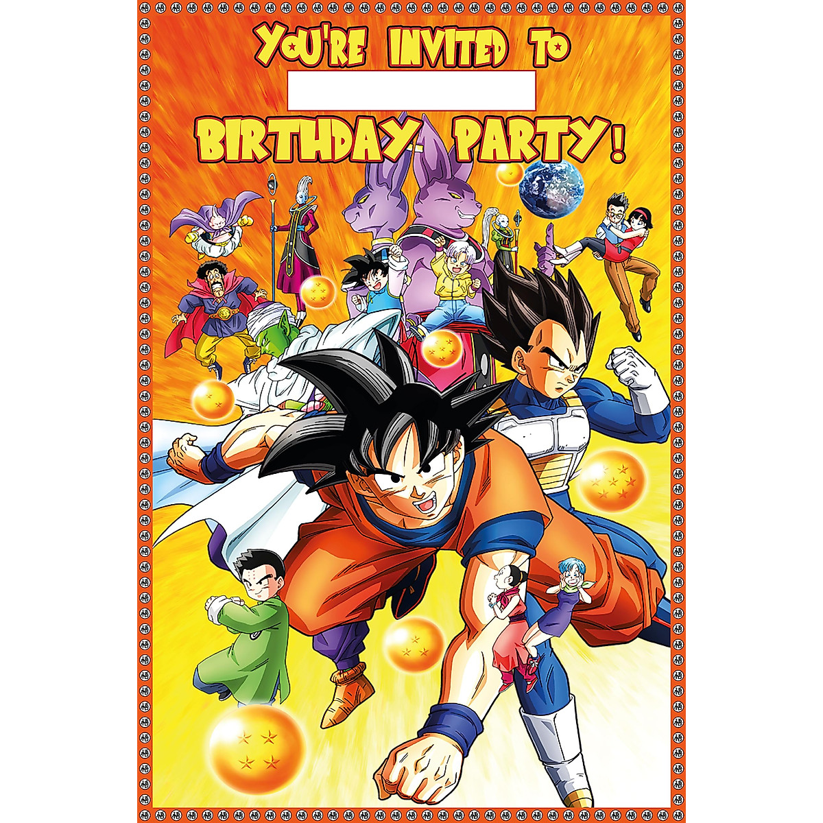 NATURAL BEHAVIOUR Set of 20 Anime Cartoon Ball-Themed Happy Birthday Invitation Cards & Envelopes - Lightweight (240g), Postcard Style Invites for the Perfect Party Pack