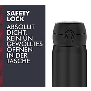 THERMOS 4035.232.050 Ultralight Thermos Flask, Black, 500 ml, Extremely Lightweight, 210 g, Drinking Bottle, Dishwasher Safe, Thermos Flask Keeps Hot for 10 Hours, Cold for 20 Hours, BPA-Free