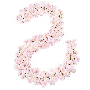 Omldggr 2 Pack Artificial Cherry Blossom Flowers Garland Hanging Vine Garland Flower Garland for Wedding Wreath Wedding Arches for Home Garden Party Outdoor Decor(Pink)