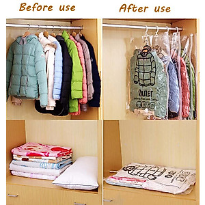 Space-Saving Hanging Compressible Storage Bags, Reusable Vacuum Storage Bags, Dustproof and Odorless Storage Bags (Electric suction pump)